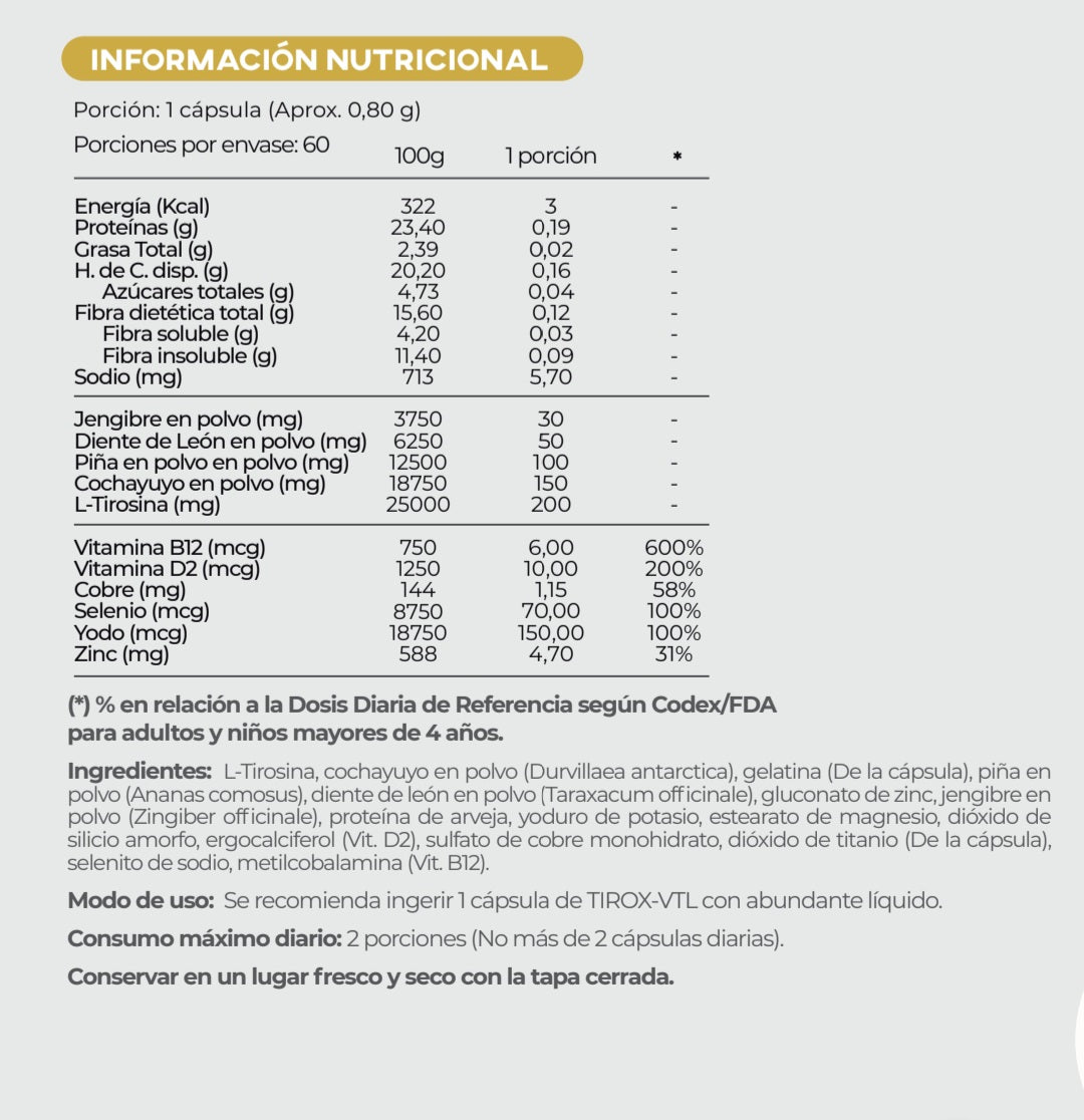 TIROX-VITAL - L-tirosina, vitaminas, minerales & fitonutrientes. – THE ...